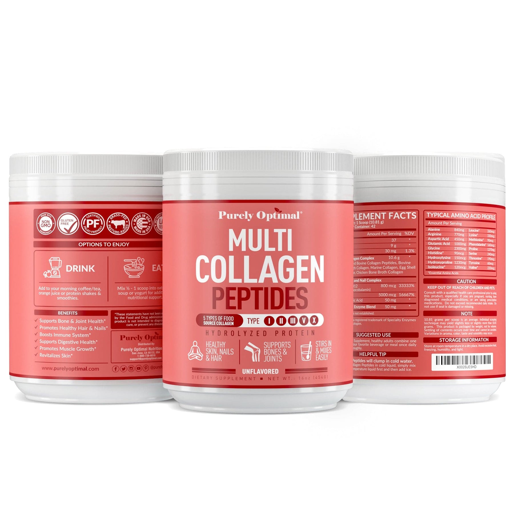 Multi Collagen Peptides Powder – Purely Optimal Nutrition